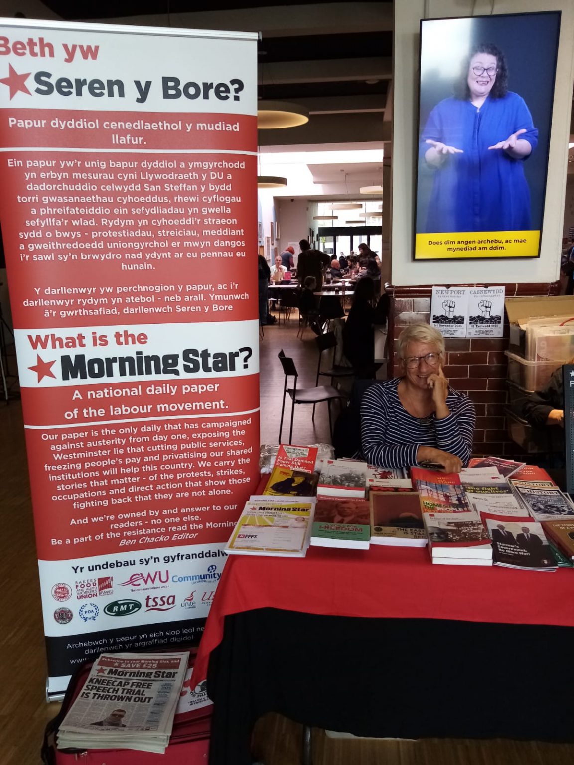 Morning Star stall at the Cardiff Transformed event – Welsh Communist Party